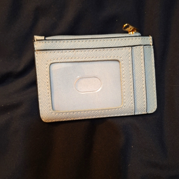 Brand Unknown | Bags | Light Blue Card Holder With Zipper Wallet Flat ...